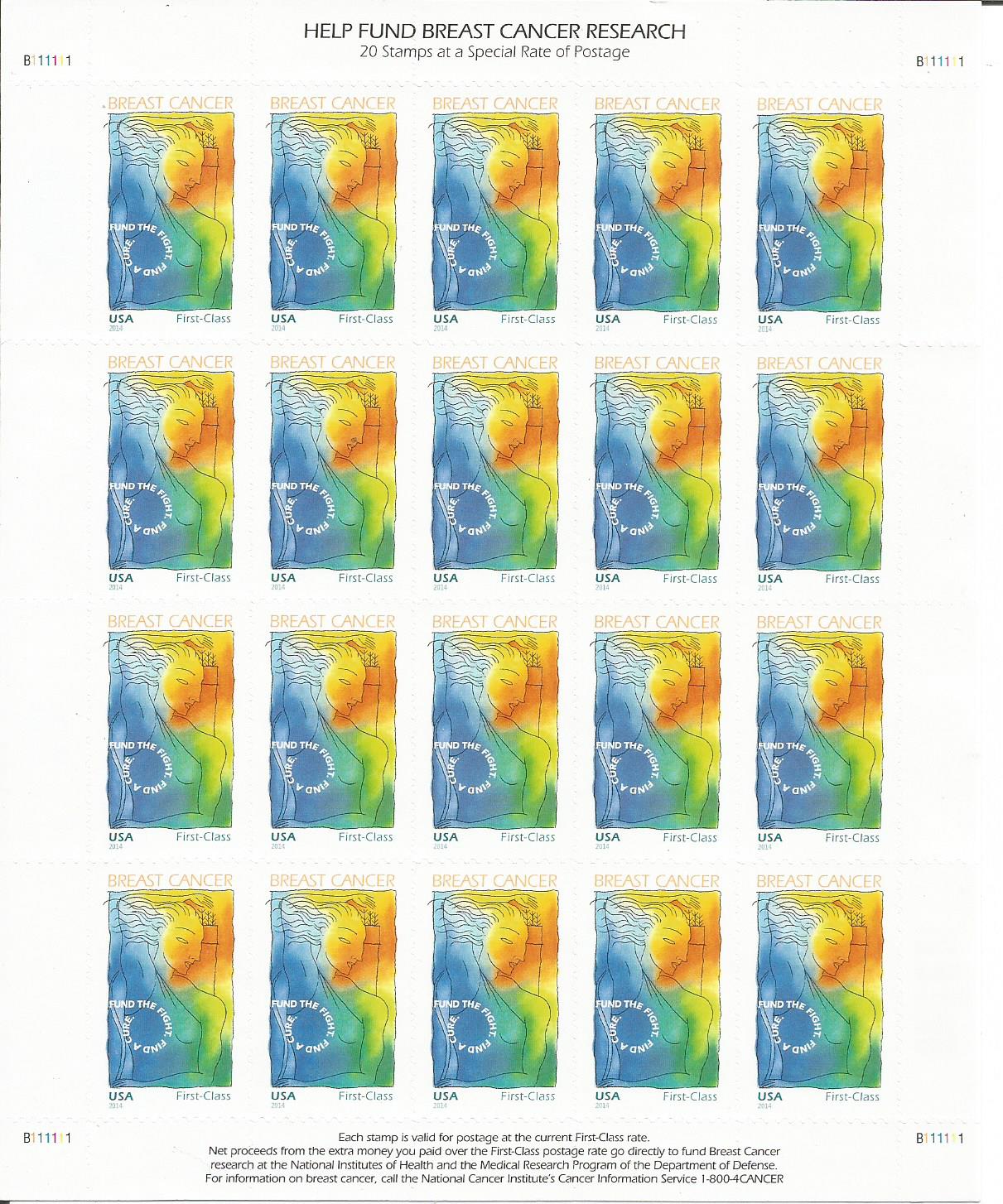 Stamps to Fund Breast Cancer Research- USA Stamps of 2014 Breast Cancer ...