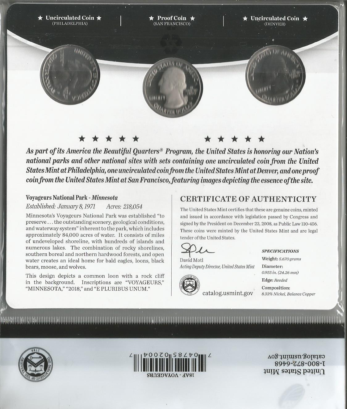 Voyageurs National Park -Minnesota -2018 National Park Quarters Coin ...