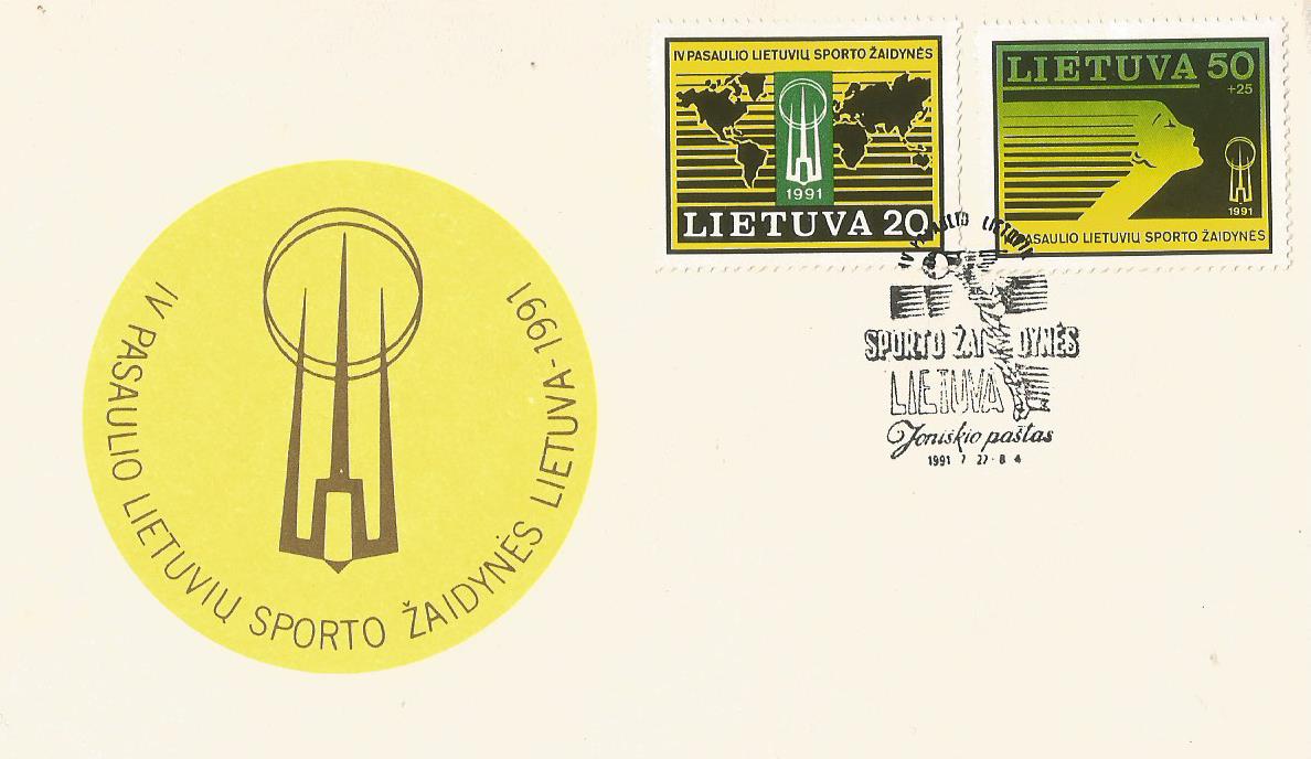 4th World Lithuanian Sports Games – FDC Lithuania 1991 – Valdas Adamkus ...