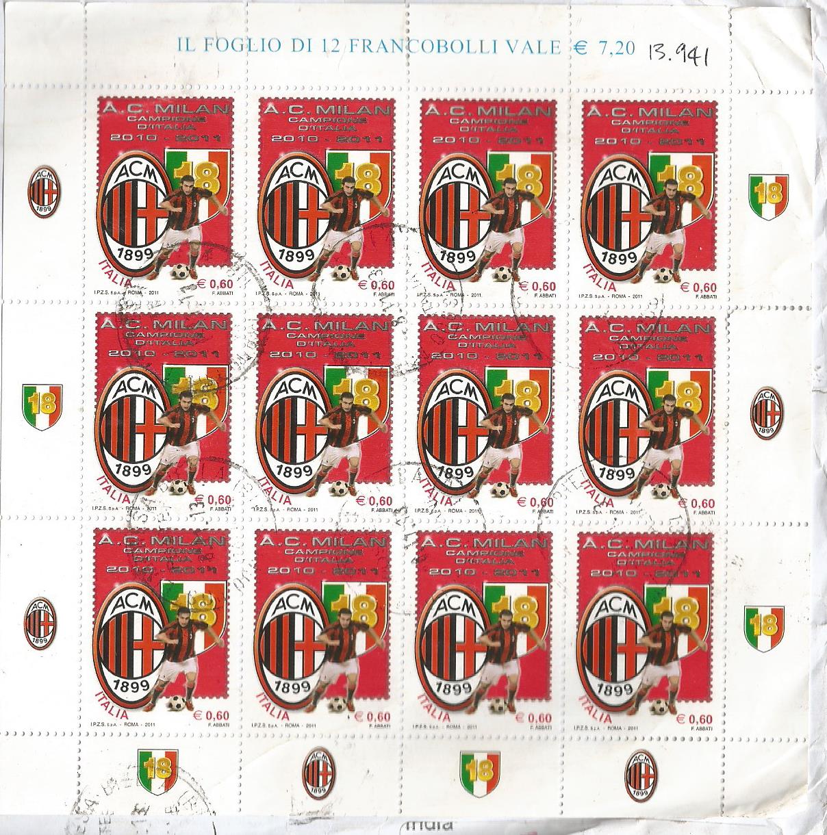 Stamps on AC Milan – Winner of Serie A 2011 – Stamp Digest