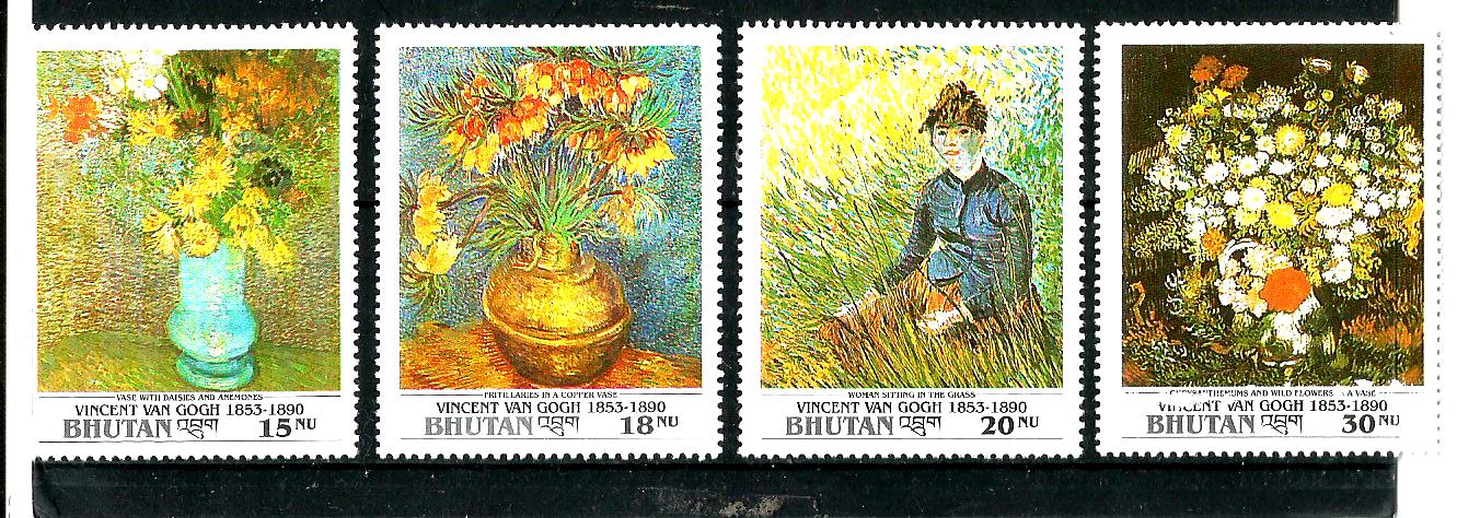 Stamps on Vincent Van Gogh Paintings – Bhutan 1991 – Stamp Digest