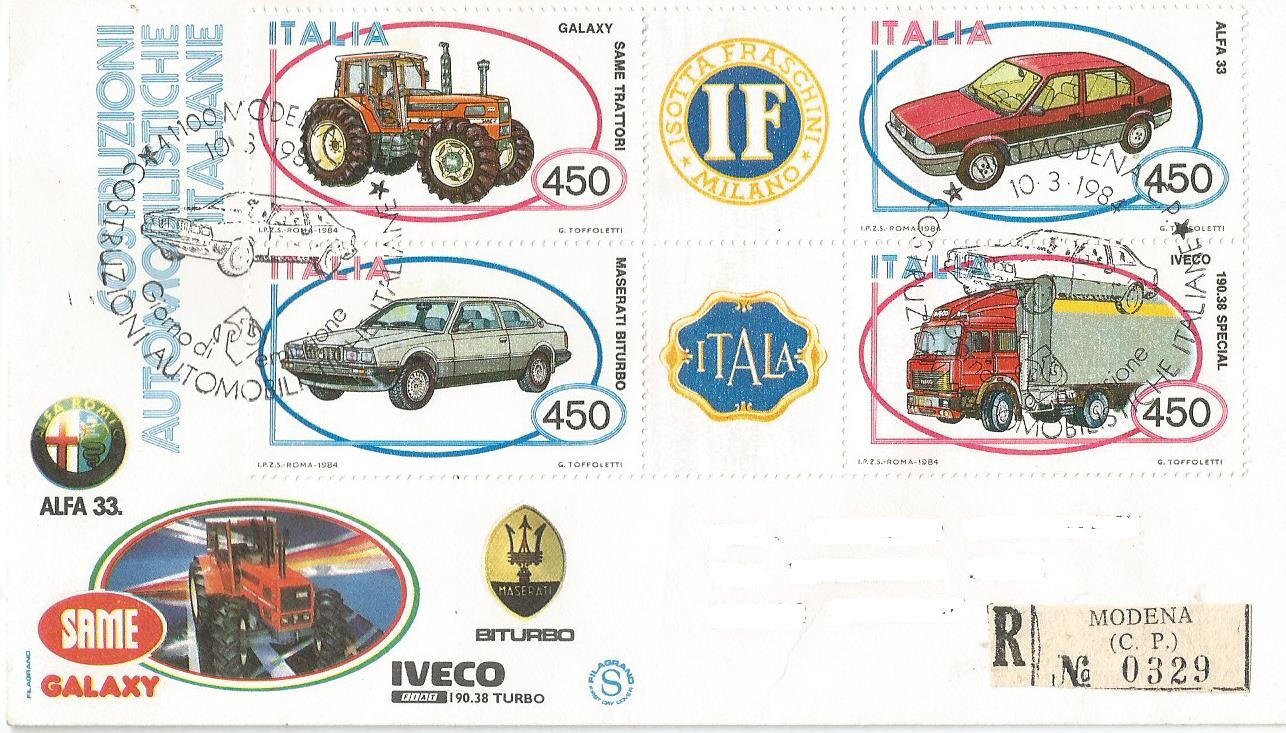 Stamps on Italian Motor Industry – 1984 – Stamp Digest