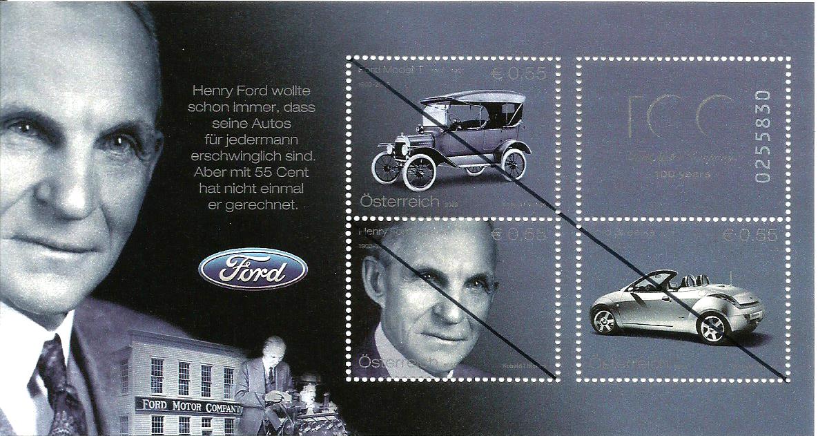 100th Anniversary of Ford Cars -Stamps of Austria – 2003 – Stamp Digest