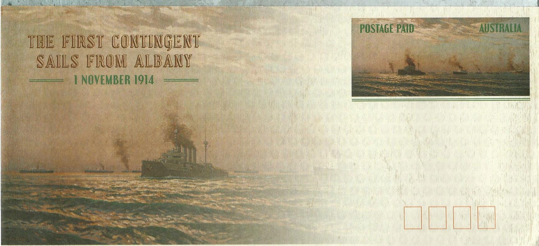 The First Contingent Sails from Albany – 01 Nov 1914 – Postage Paid ...