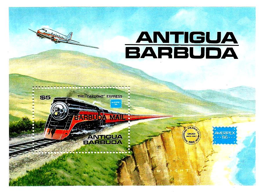 The Coast Daylight Express Train – Antigua and Barbuda 1986 – Stamp Digest