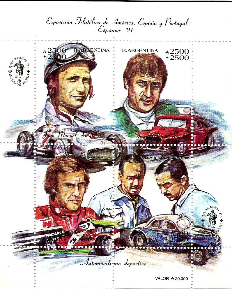 Stamps on Racing Drivers -Argentina 1991 – Stamp Digest