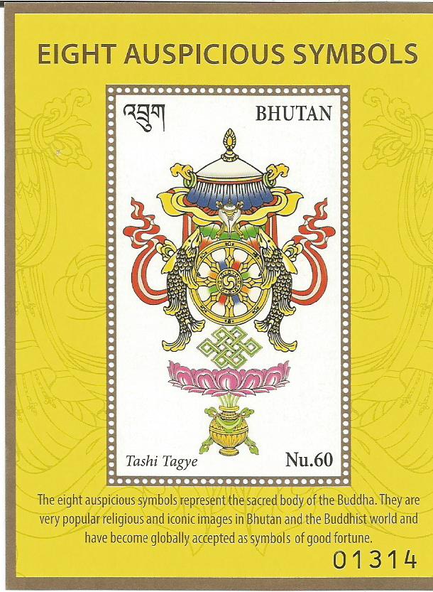 Eight Auspicious Symbols of Buddhism-Bhutan Miniature Sheet 2016 ...
