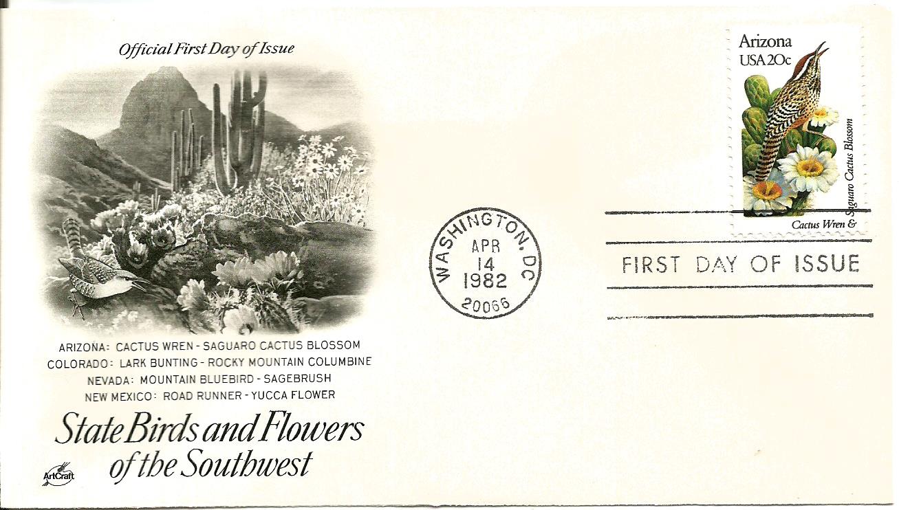 State Bird and Flowers of Arizona – USA 1982. – Stamp Digest