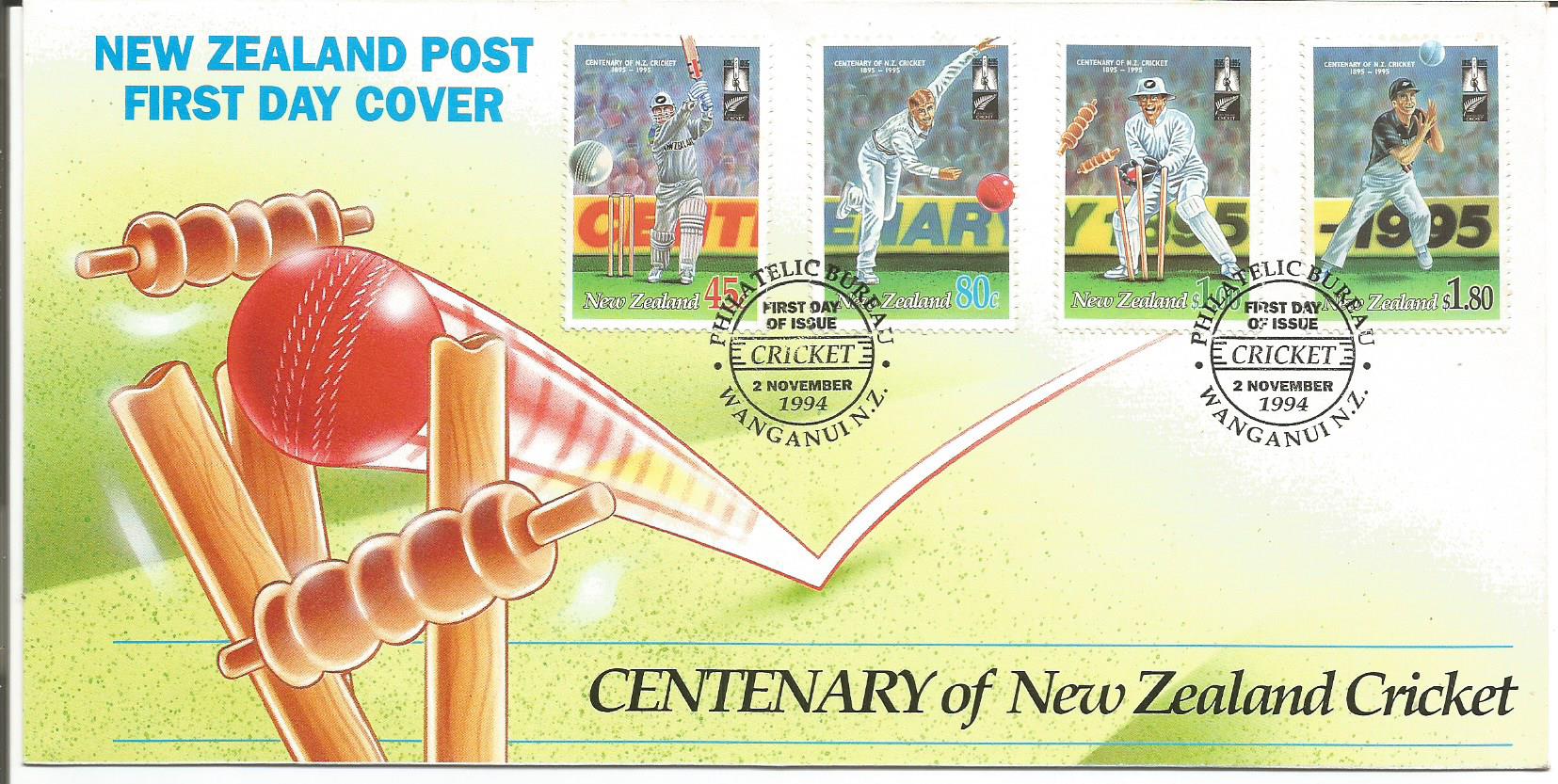 Stamps on New Zealand Cricket – 1994. – Stamp Digest