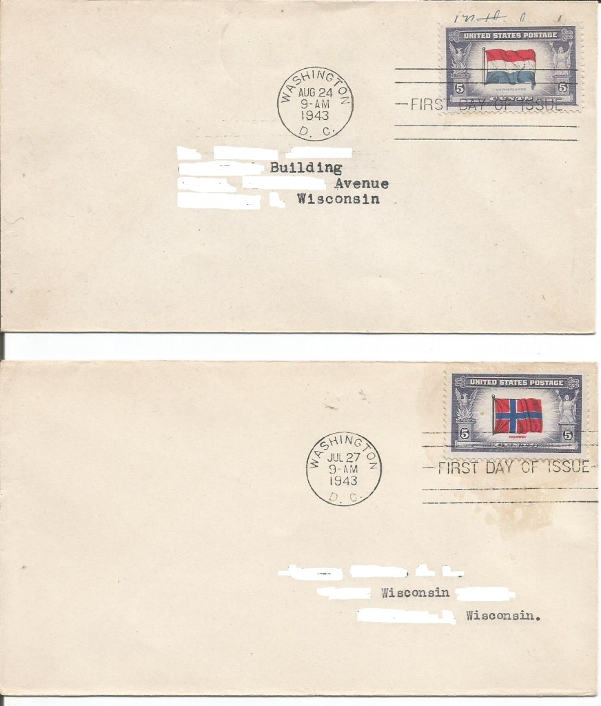 Stamps on Flags of Overrun Countries Norway & Netherlands -USA 1943 ...