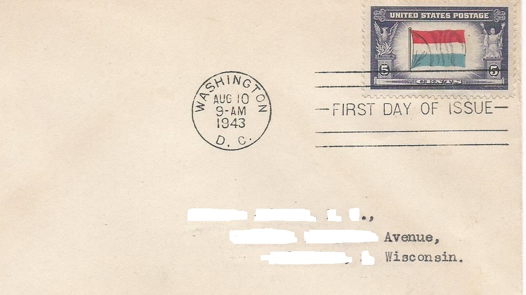 Stamps on Flags of Overrun Countries Luxembourg & Poland -USA 1943 ...