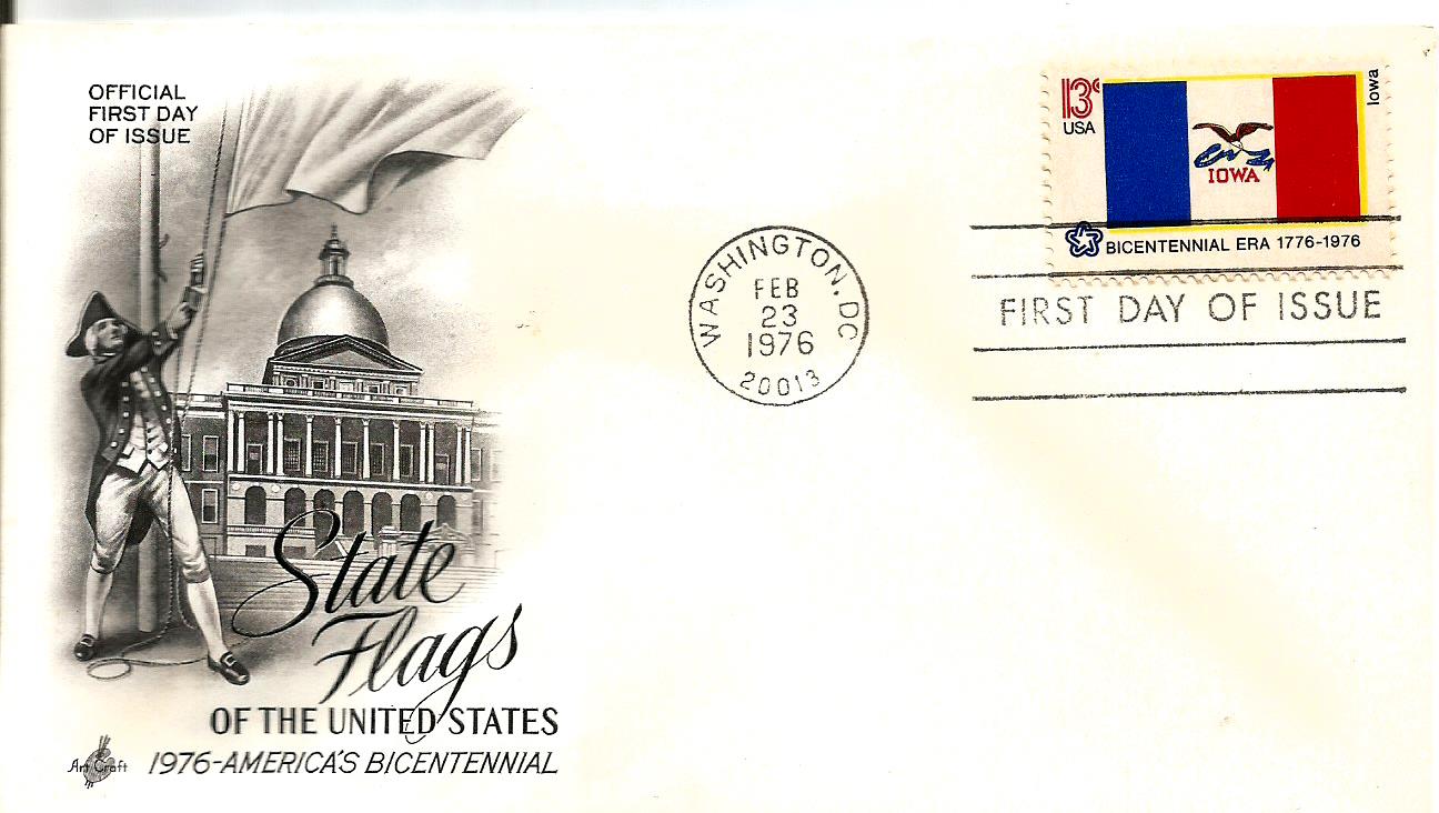 State Flag of Iowa – Stamps of USA 1976. – Stamp Digest