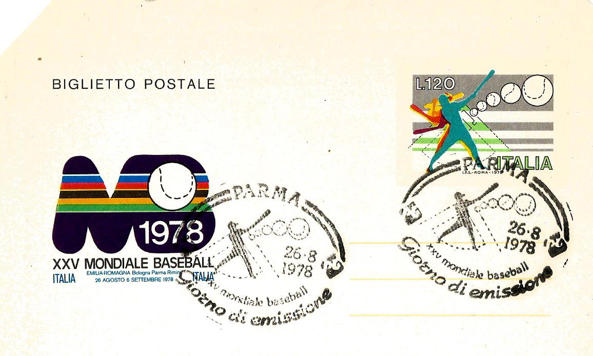 Baseball World Cup 1978 – Aerogrammes of Italy 1978. – Stamp Digest