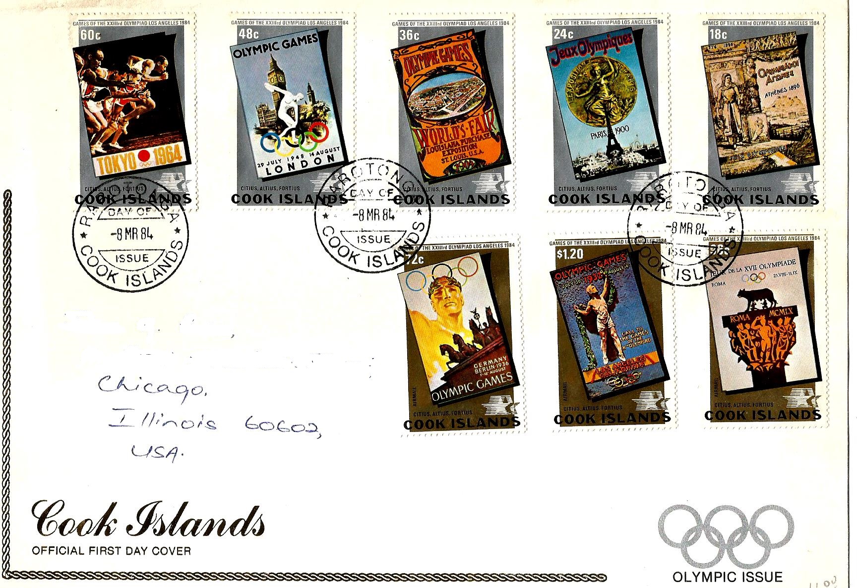 Stamps on Olympic Posters – Cook Islands 1984. – Stamp Digest