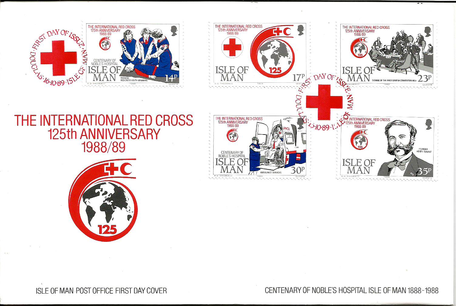 Stamps on 125th Anniversary of Red Cross – Isle of Man 1989 – Stamp Digest