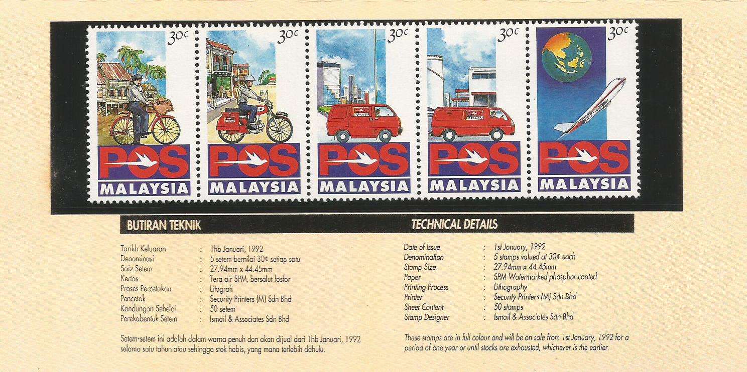 Stamps on Launch of POS Malaysia Berhad – Malaysia 1992. – Stamp Digest