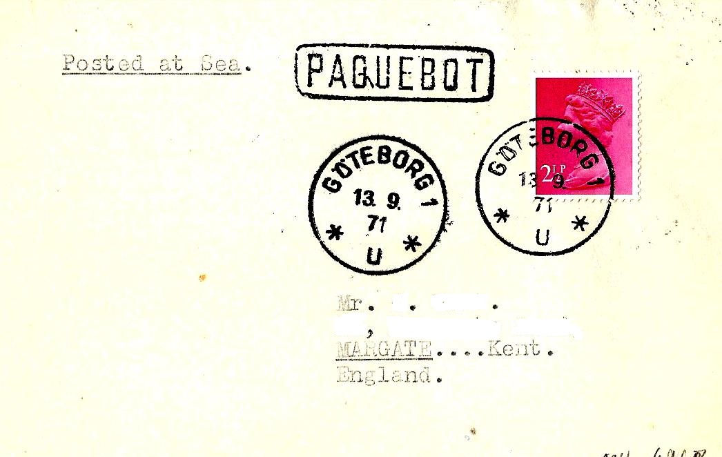 Paquebot Cover 1971 – Gothenburg – Stamp Digest