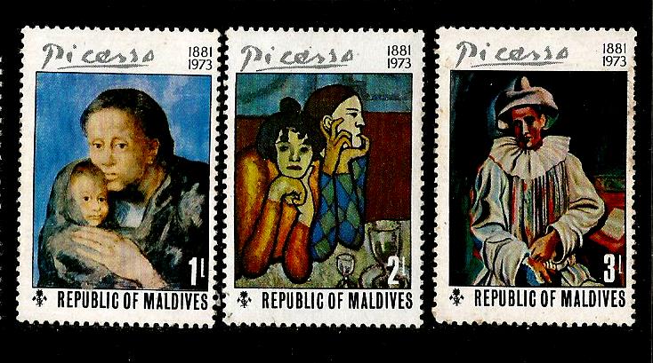 Stamps on Picasso Paintings– Maldives 1974 – Stamp Digest