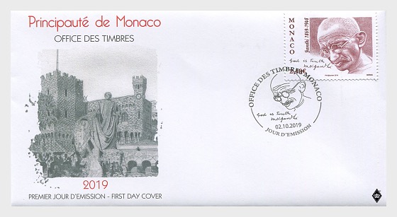 First Day Cover of Monaco- 150th Birth Anniversary of Mahatma Gandhi ...