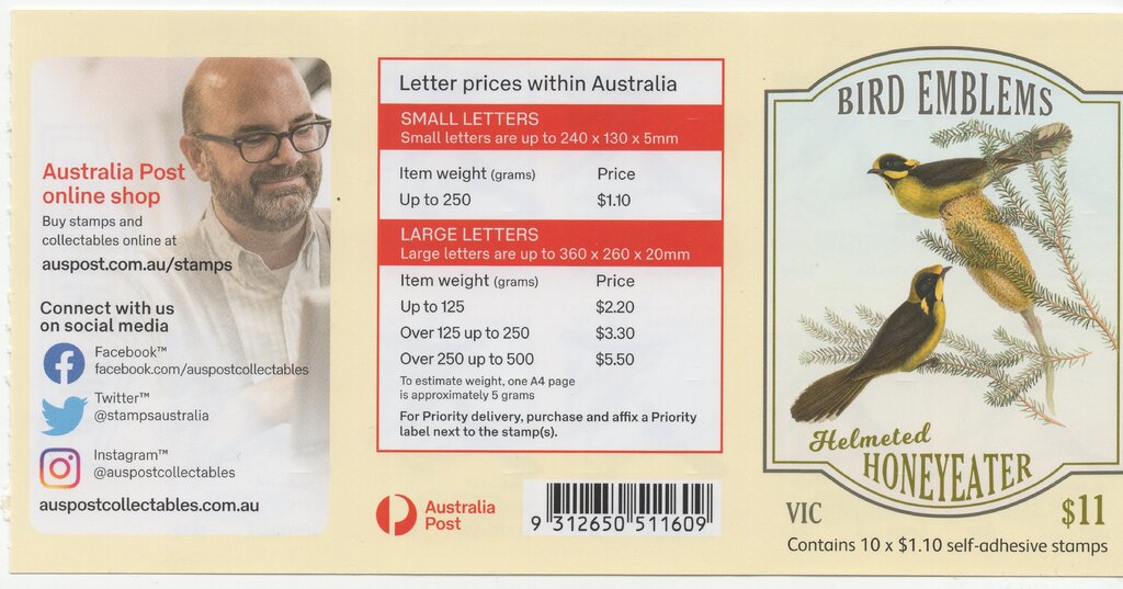 Victoria State Bird Emblems – Stamps of Australia 2020- Booklet – Stamp ...