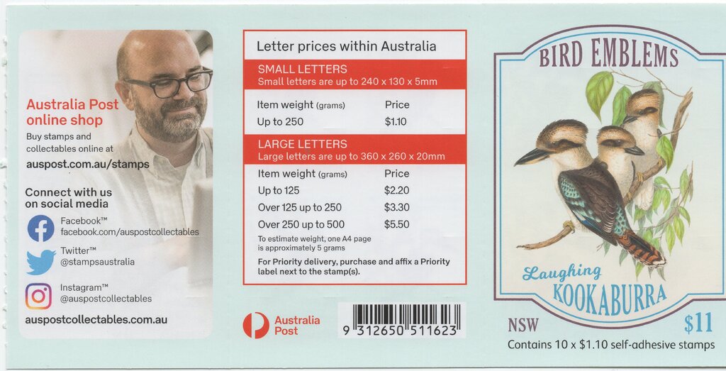 NSW State Bird Emblem – Stamps of Australia 2020- Booklet – Stamp Digest