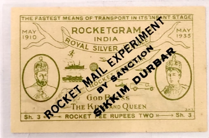 ROCKET MAIL- MAIL EXPERIMENT BY SANCTION SIKKIM DURBAR – Stamp Digest